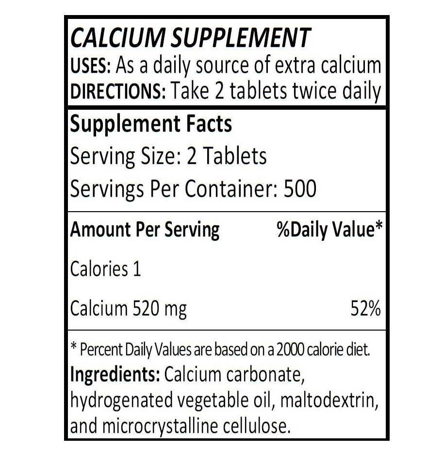 Calcium Carbonate Tablets USP 648 mg (10 Grains) - 1000 Tablets ...