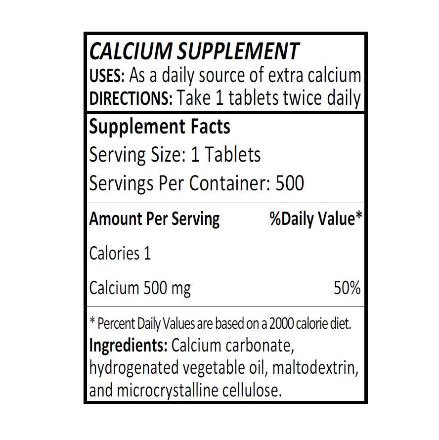 Calcium Carbonate Tablets USP 1250 mg - 500 Tablets – CitraGen - OTC Spin